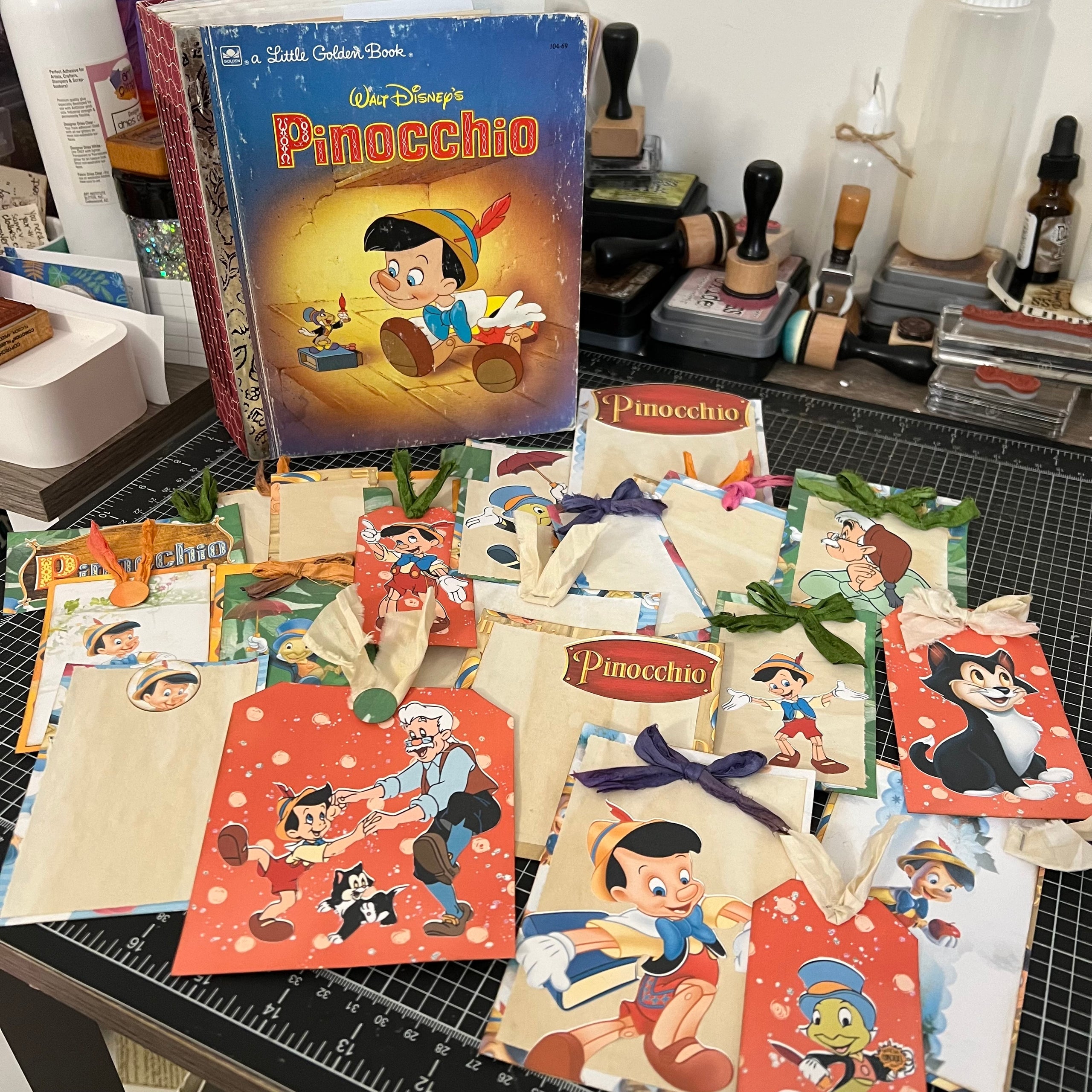 Handmade Junk Journal made with Vintage "Pinocchio" Little Golden Book ...